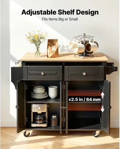 Kitchen Island Vozík Pojízdná úložná skříň na kolečkách se zásuvkou – SR191276-1