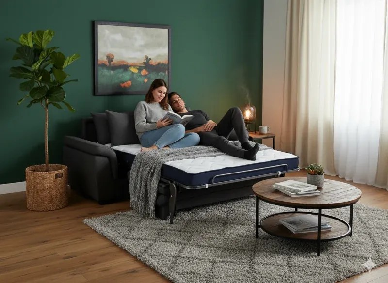 Pohovka AZZURRA br. FIORELLO s rozkladem na každodenní spaní, 140, tm. zelená (enjoy new lux - 58 forest)