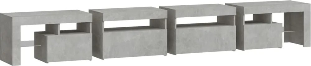 TV skříňka s LED osvětlením betonově šedá 260x36,5x40 cm 3152821