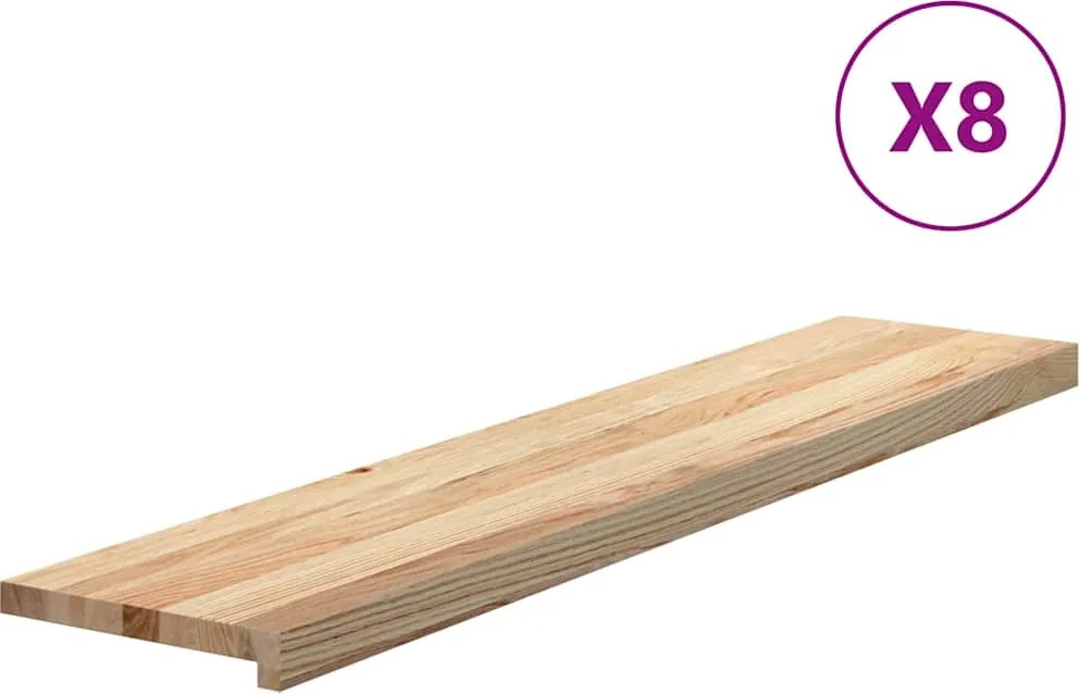 Nášlapy na schody 8 ks neošetřené 120x25x2 cm masivní dub 3282910