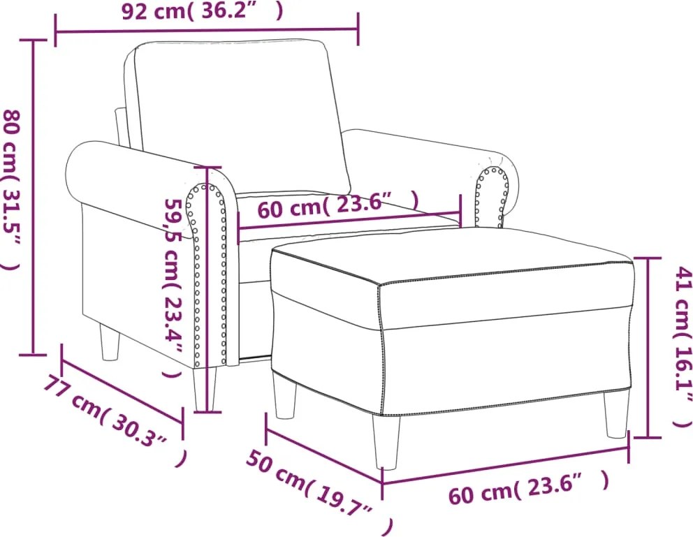 Křeslo s podnožkou tmavě zelené 60 cm samet 3201207