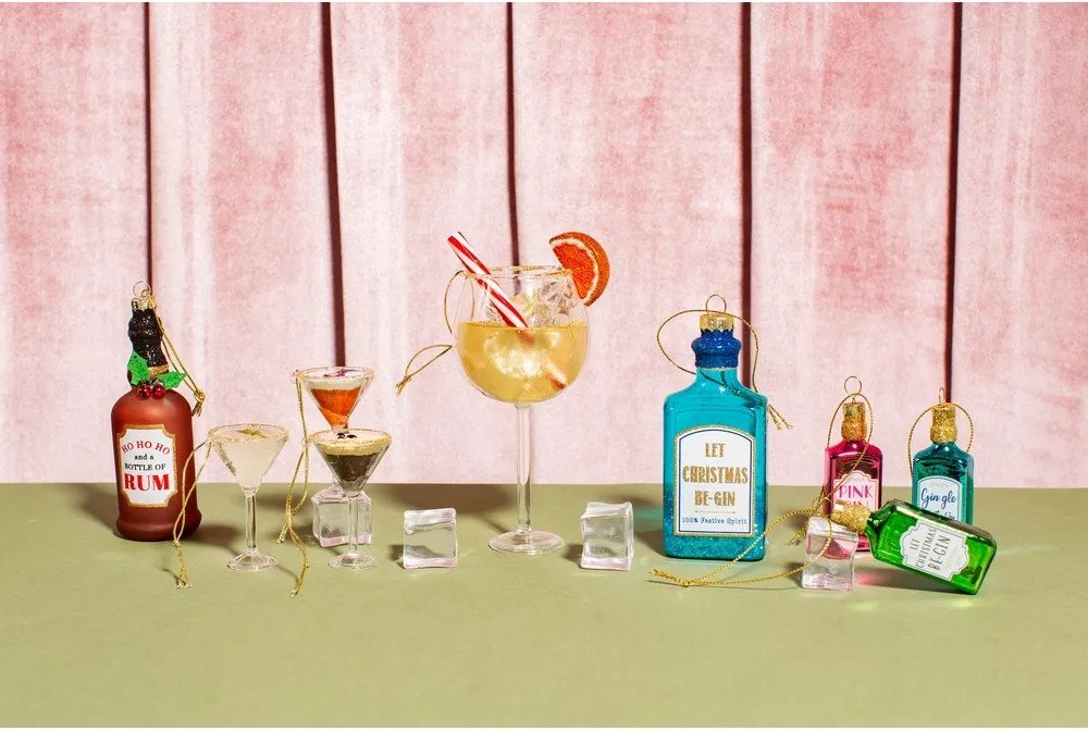 Skleněné vánoční ozdoby v sadě 3 ks 15,5 cm Martini Cocktail – Sass & Belle