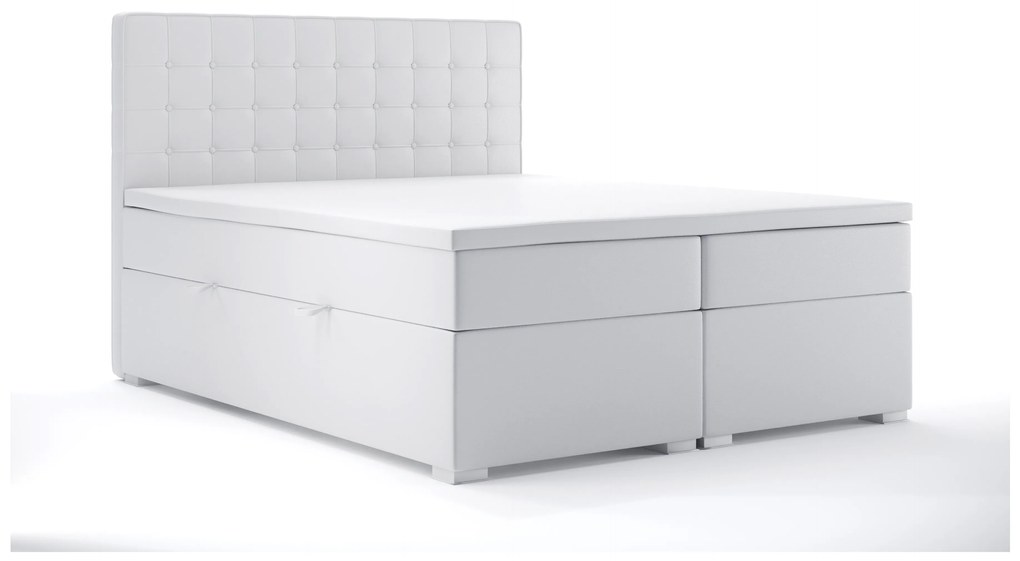 Kontinentální postel 140 cm Candy (bílá ekokůže) (s úložným prostorem). 1044183
