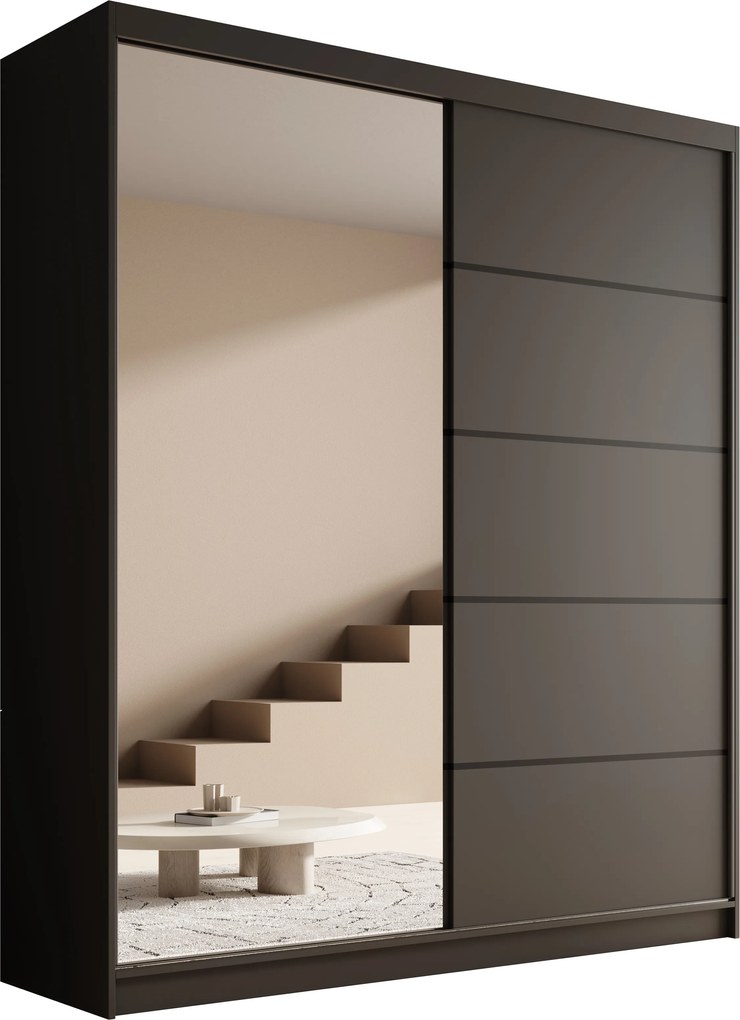 ADRK Furniture Posuvná skříň s zrcadlem Nico 180 ADRK-SW-NIC-180-BB