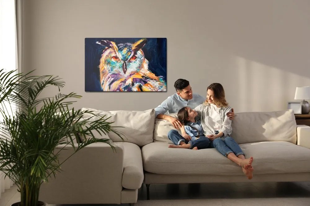 Obraz Sova Jako Malovaná Nedostatek Nedostatek Plátno Canvas 120x80
