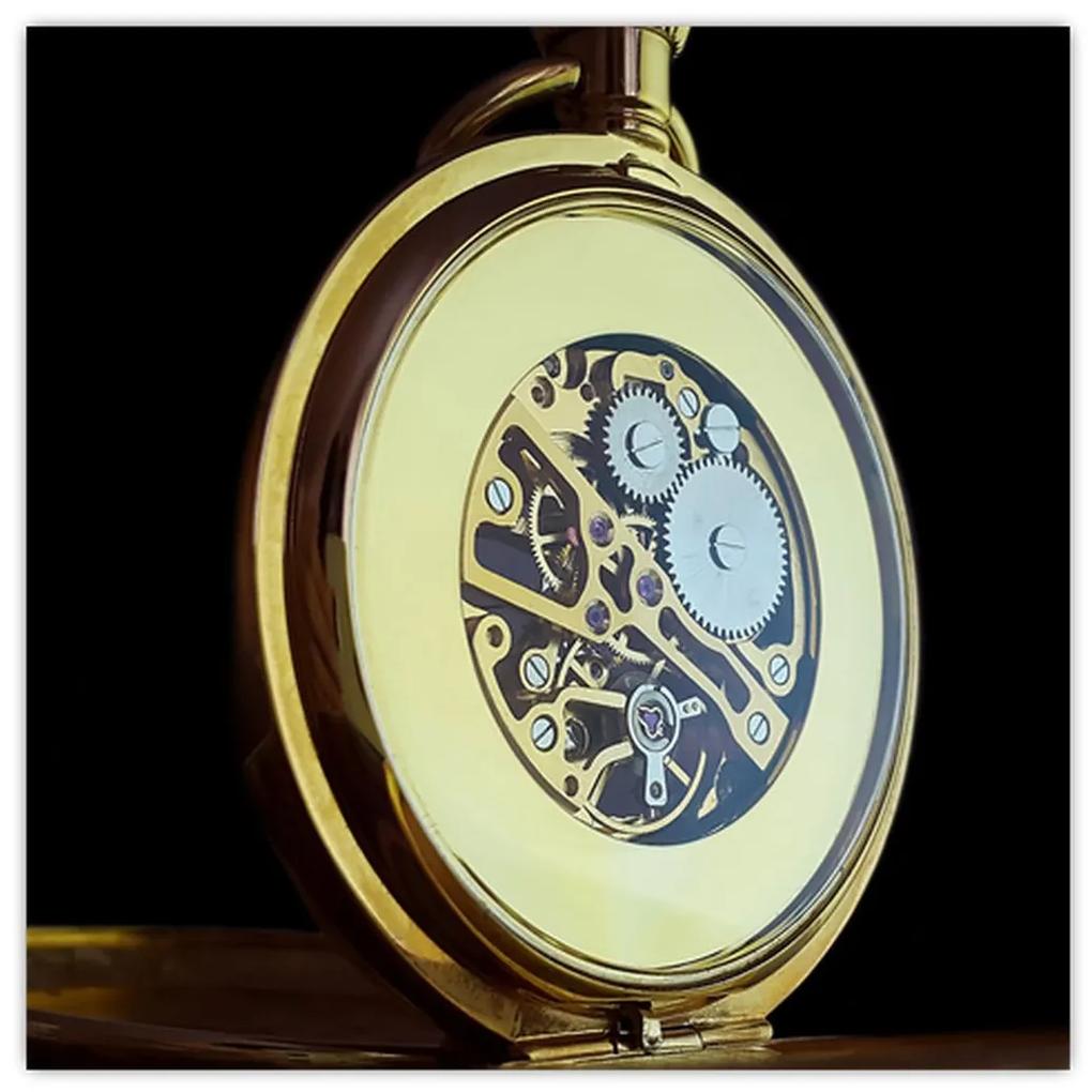 Obraz zlatých kapesních hodinek (30x30 cm)