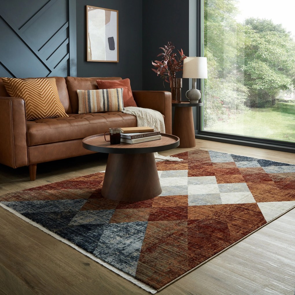 Kusový koberec Cooper Bradley Geo Red, 80x150, hnedá, obývacia izba, Flair Rugs