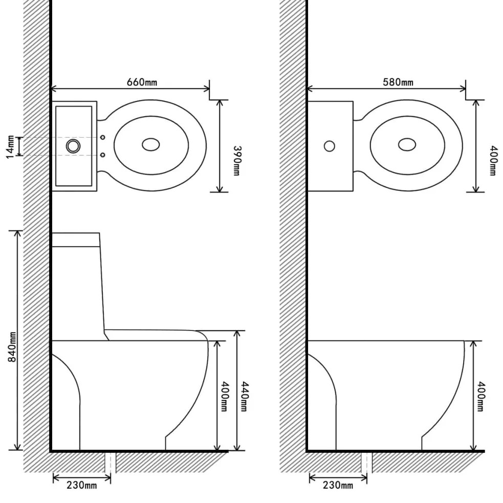 vidaXL Keramické WC a bidet černé