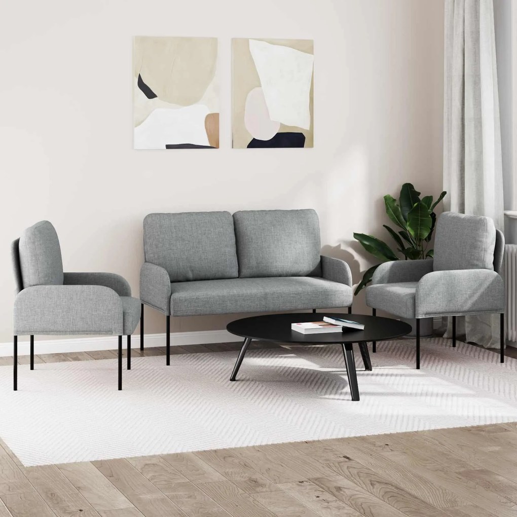 Sedací soupravy 3 ks Světle šedá Překližka 3406208