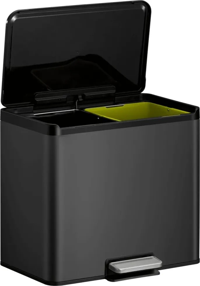 EKO Pedálový odpadkový koš Essential 2 x 15 l matně [440005] Barva: Černá