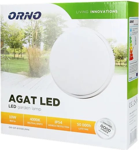 Venkovní svítidlo nástěnné ORNO AGAT OR-OP-6111WLPM4, IP54, bílá