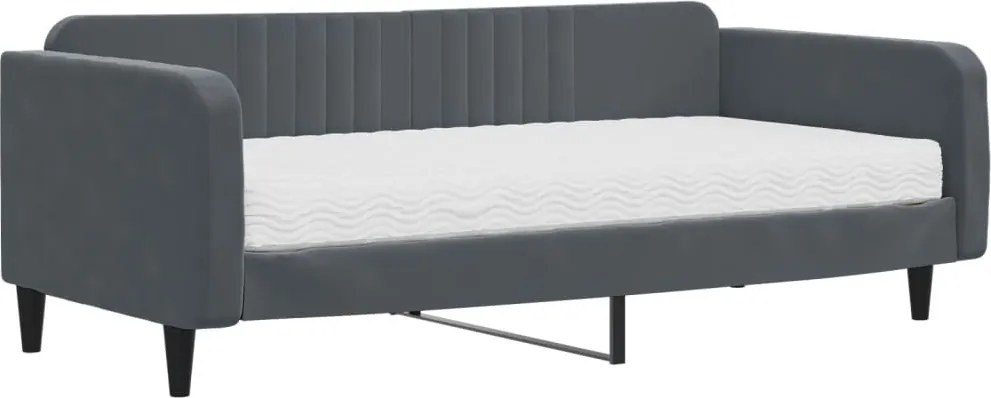Válenda s matrací tmavě šedá 100 x 200 cm samet 3197047