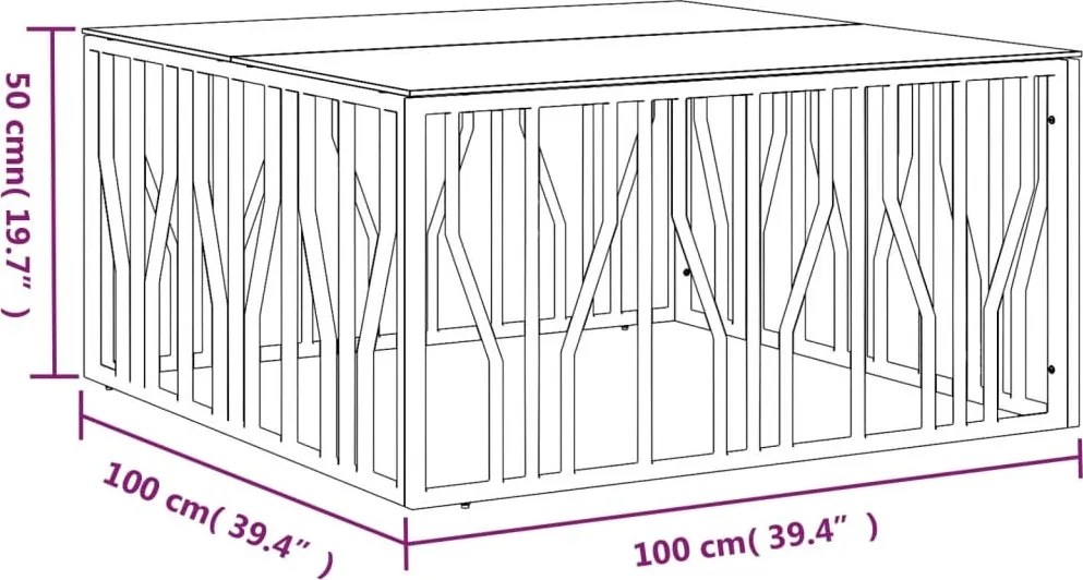 vidaXL Konferenční stolek 100 x 100 x 50 cm nerezová ocel a sklo [350068] Barva: Stříbrná