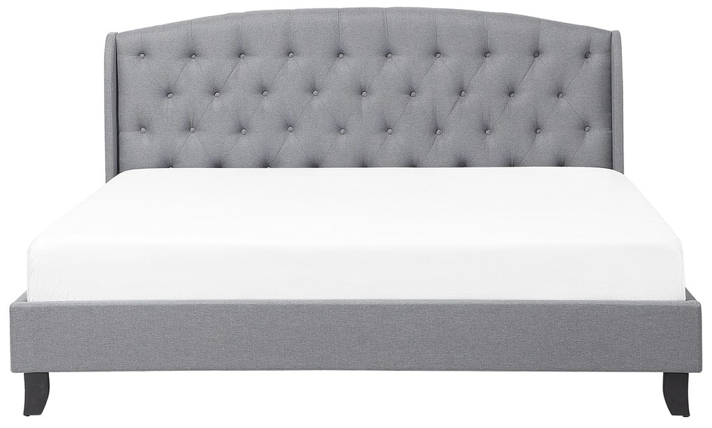 Světle šedá čalouněná postel Chesterfield 180x200 cm BORDEAUX Beliani