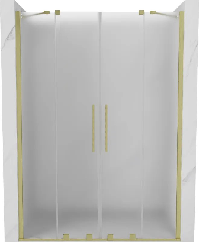 Mexen Velar Duo, posuvné sprchové dveře do otvoru 140 cm, 8mm sklo námraza, zlatá matná, 871-140-000-32-55
