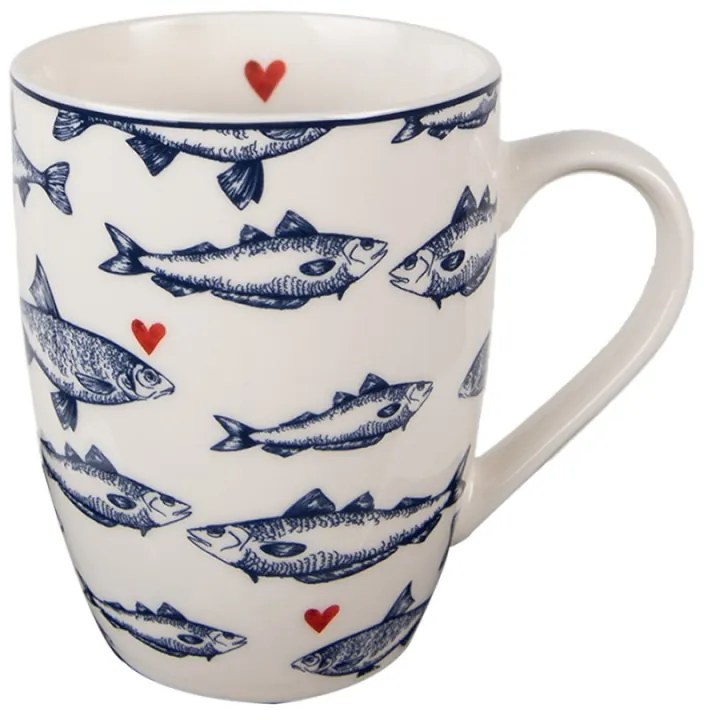 Porcelánový hrnek se vzorem modrých rybiček se srdíčky Sun Sea and Fish – 350 ml