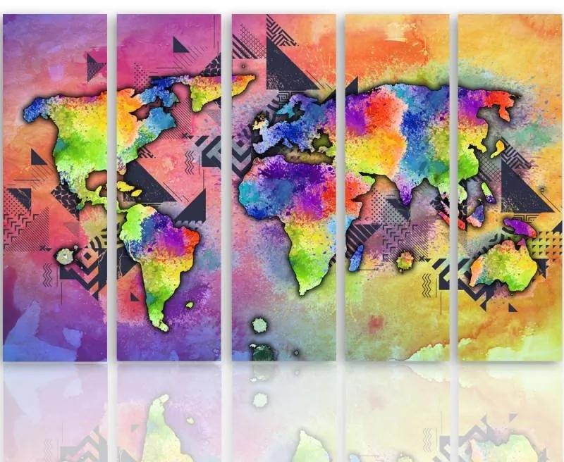CARO Obraz na plátně - Landrynkowa World Map 150x100 cm
