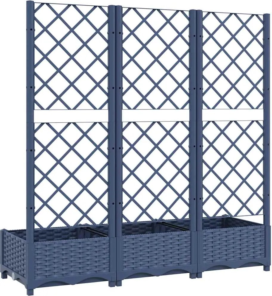 Zahradní truhlík s treláží modrá šedá 120 x 40 x 121,5 cm PP 318252