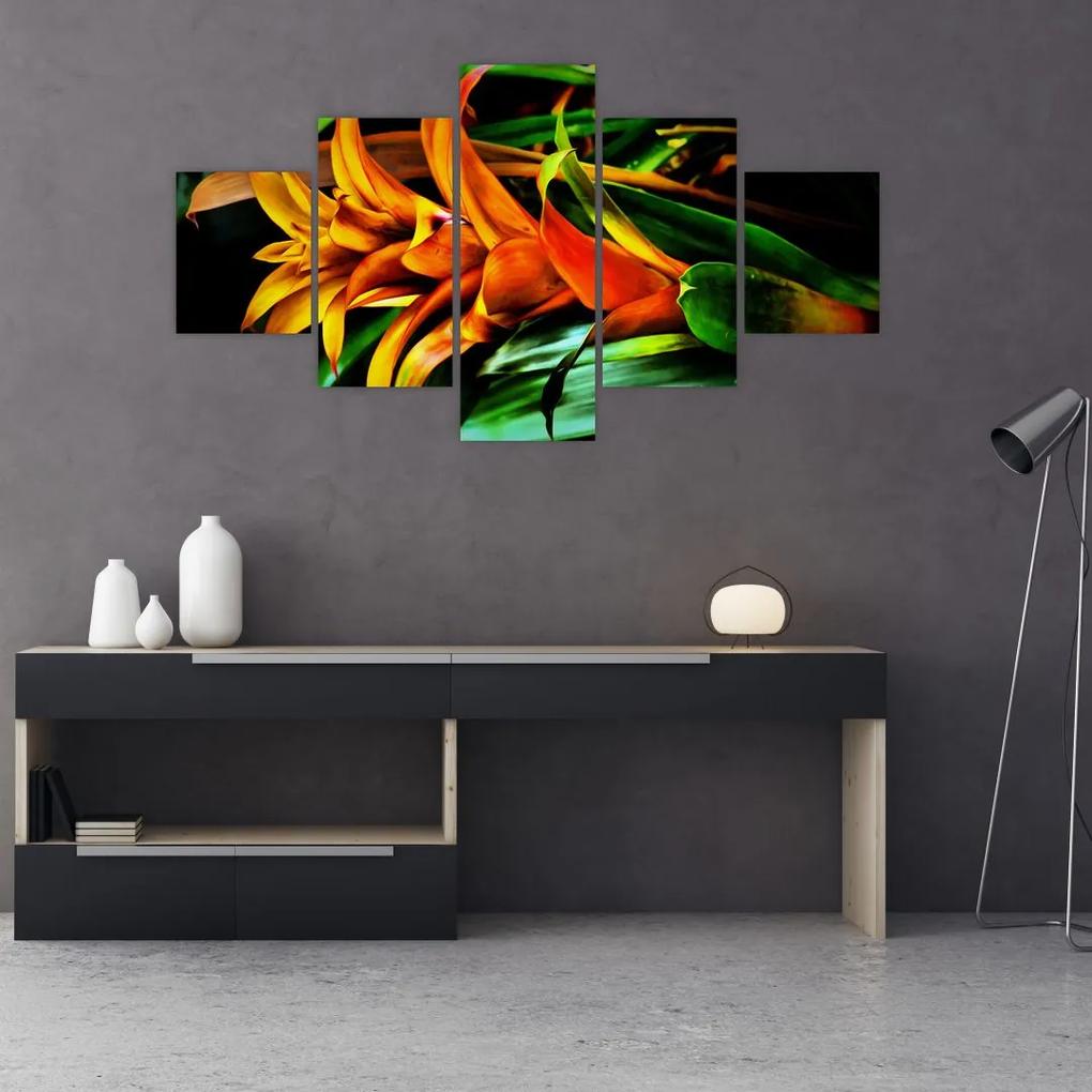 Obraz oranžové kytice (125x70 cm)