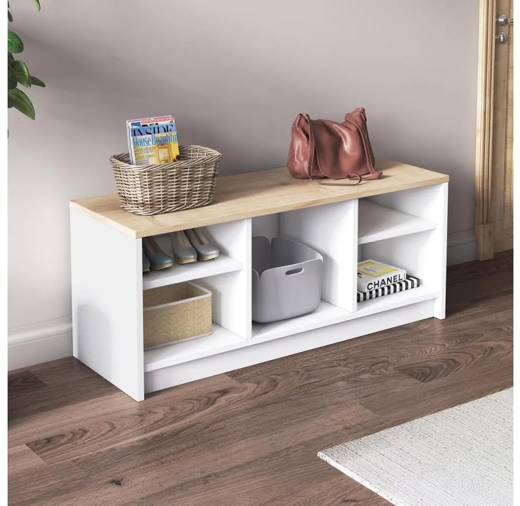 Asir Botník LONDON 100x35 cm bílá/béžová 475OLV1802