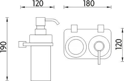 Nimco Bormo Dvojitý držák dávkovače na mýdlo a sklenky, BR X3-5831W-26