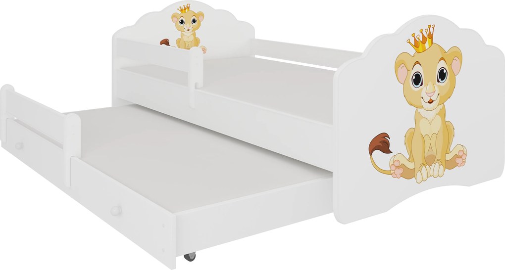 ADRK Furniture Dvojitá postel s bariérkou a matracemi CASIMO II LION 160x80