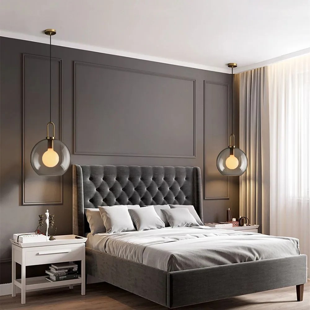 Toolight - Závěsné svítidlo ze skla 1xE27 60W APP442-CP, zlatá, OSW-05633