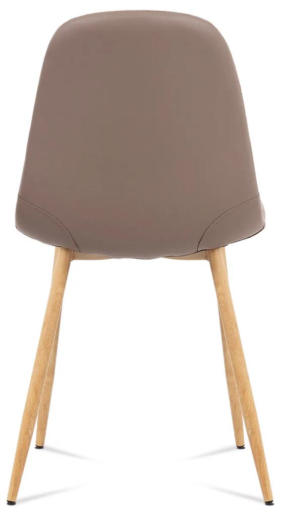 Autronic Jídelní židle, cappuccino látka-ekokůže, kov dub
