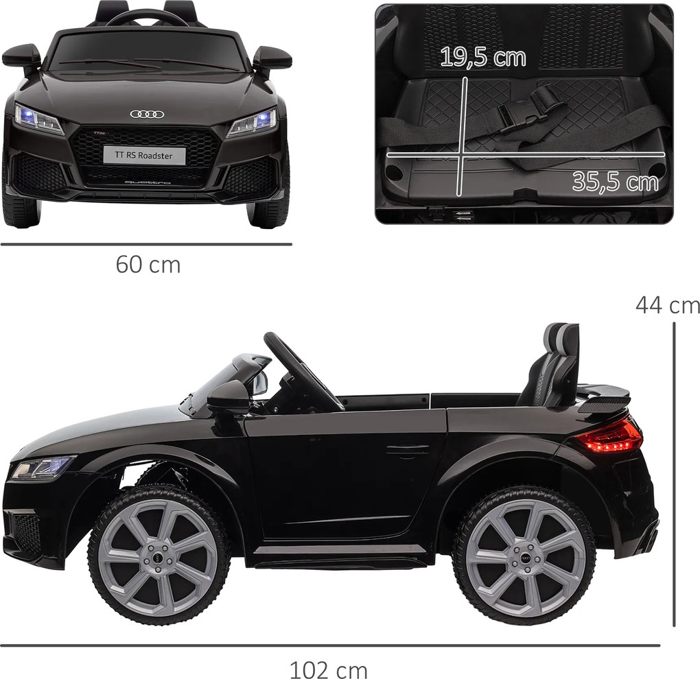 HOMCOM dětské elektrické autíčko 12V dětské autíčko s dálkovým ovládáním 2.4G, hudba, elektrické autíčko se světlem, připojení USB/MP3, funkce zpětné…