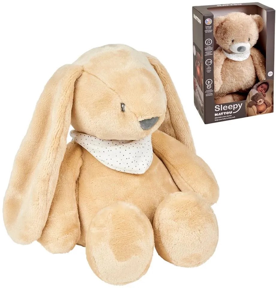 Usínáček nattou sleepy bunny 4v1 hudební se světýlkem a senzorem pláče pale brown
