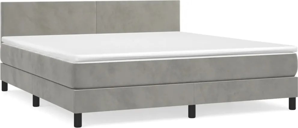 Box spring postel s matrací světle šedá 160x200 cm samet 3141191