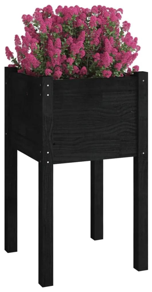 Zahradní truhlík černý 40 x 40 x 70 cm masivní borovice - Default Title