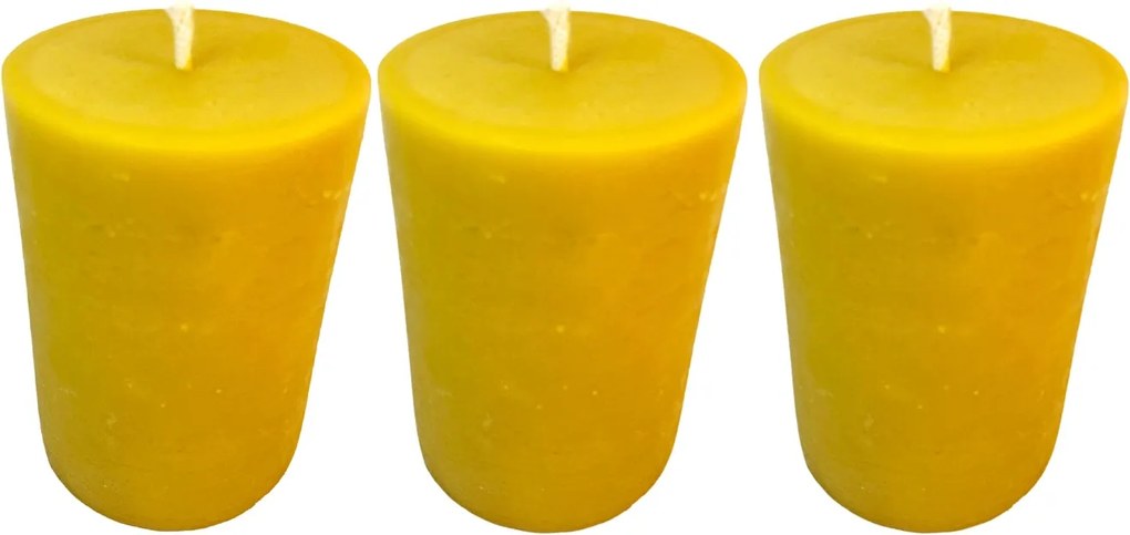 3 X Ozdobná Svíčka lana z přírodního včelího vosku Válec 16 cm 3x 480 g