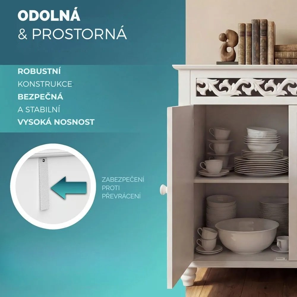 Komoda JERSEY, 76 x 65 x 35 cm, bílá Casaria