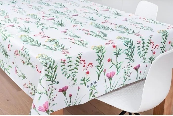 PVC ubrus LUČNÍ KVĚTINY - šíře 140 cm, návin 20 m