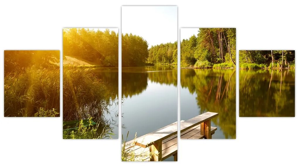 Obraz - Jezero u lesa (125x70 cm)