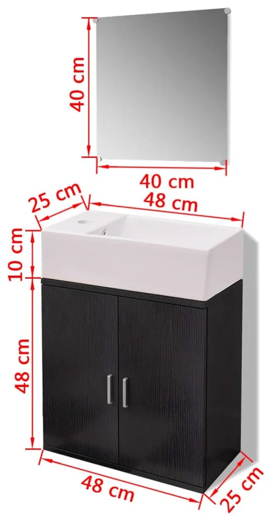 vidaXL Marketos 3dílný set koupelnového nábytku a umyvadla černý