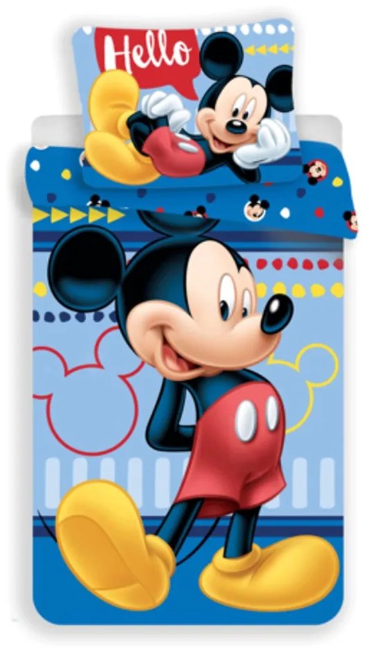 Bavlněné povlečení 140x200, 70x90 cm - Mickey Mouse (Hello)