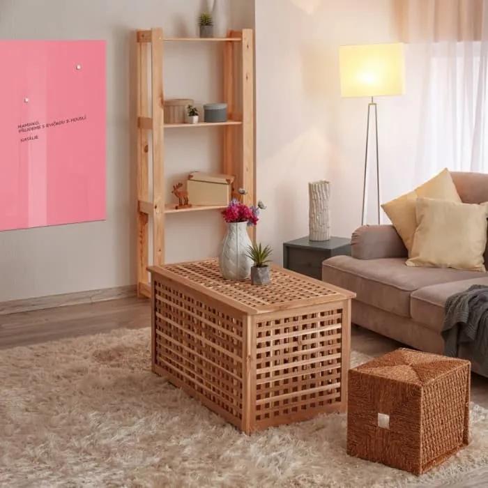 Růžová perlová skleněná pracovní a kancelářská tabule Smatab® - 48 × 48 cm