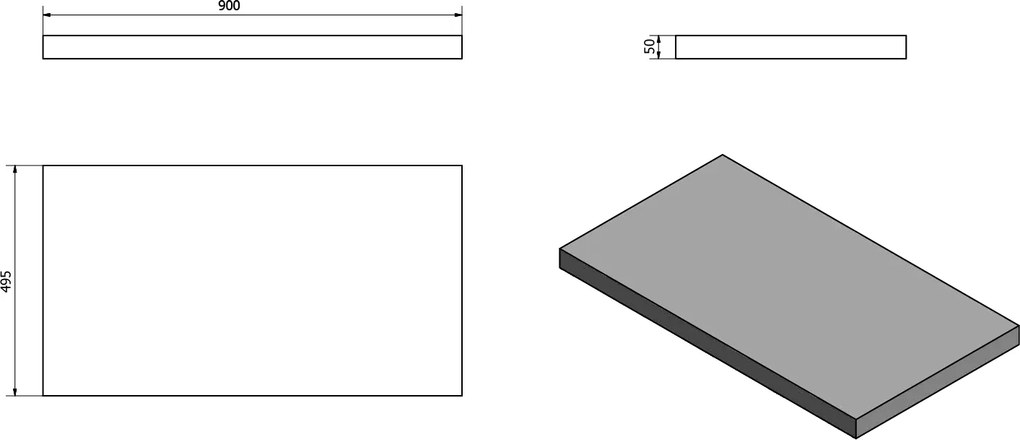 Sapho Avice deska 90 x 50 cm šedý kámen AV0910