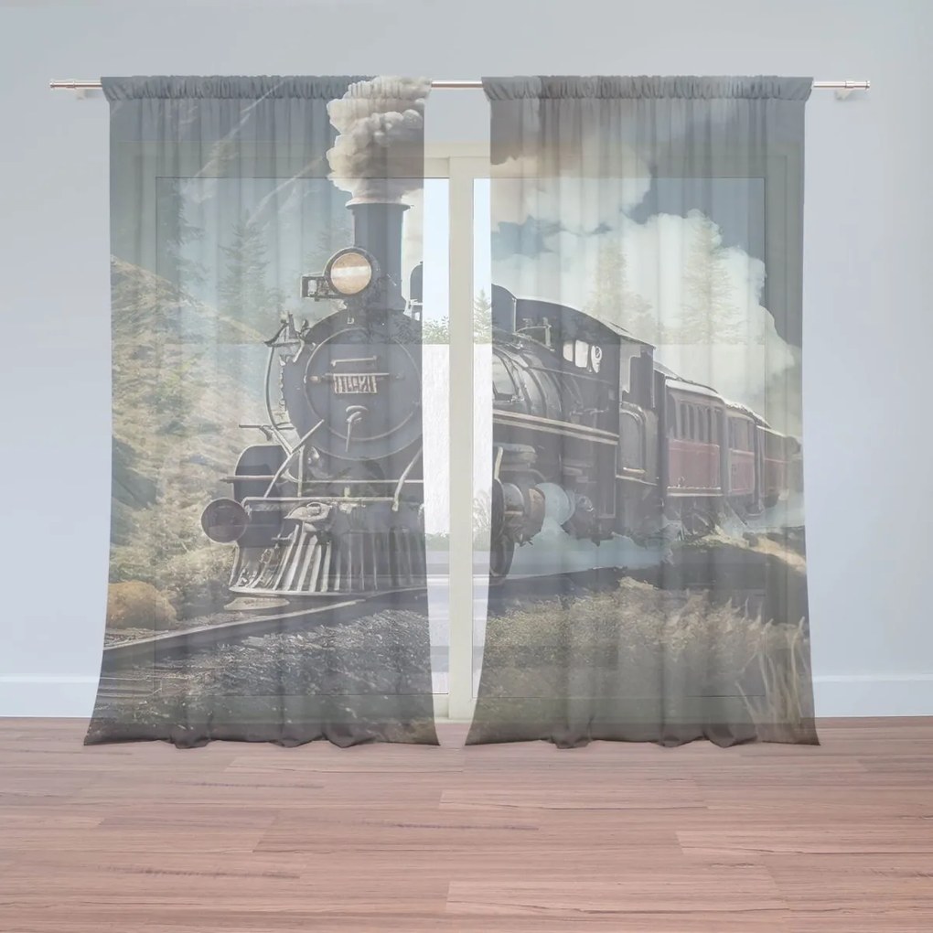 Sablio Záclony Parní lokomotiva v horách: 2ks 150x250cm