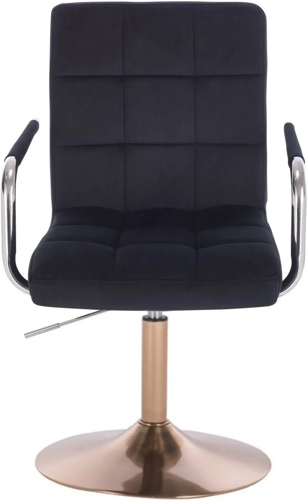 LuxuryForm DESIGN Otočná židle VERONA VELUR na zlatém talíři - černá