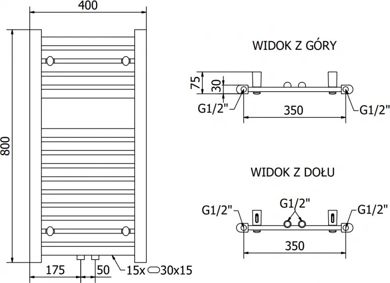 Mexen Hades, elektrické topné těleso 800 x 400 mm, 300 W, chromová, W104-0800-400-2300-01