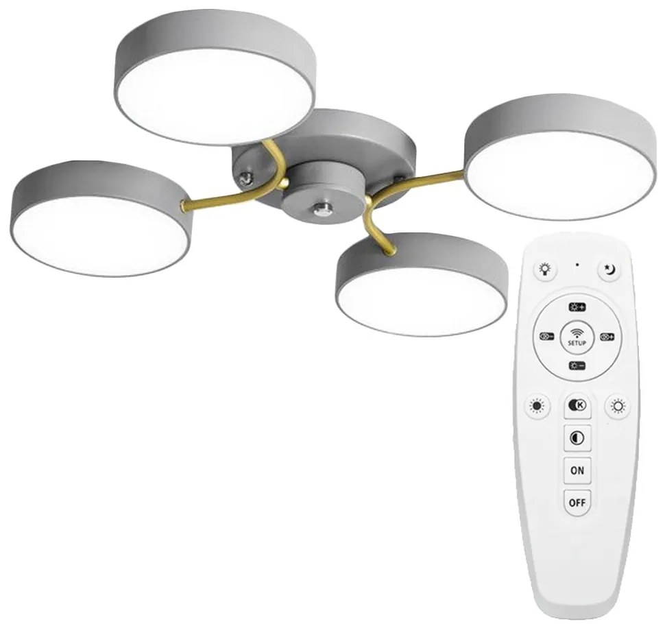Toolight - LED stropní svítidlo APP210-3CPR + dálkové ovládání, šedá-zlatá, OSW-08473