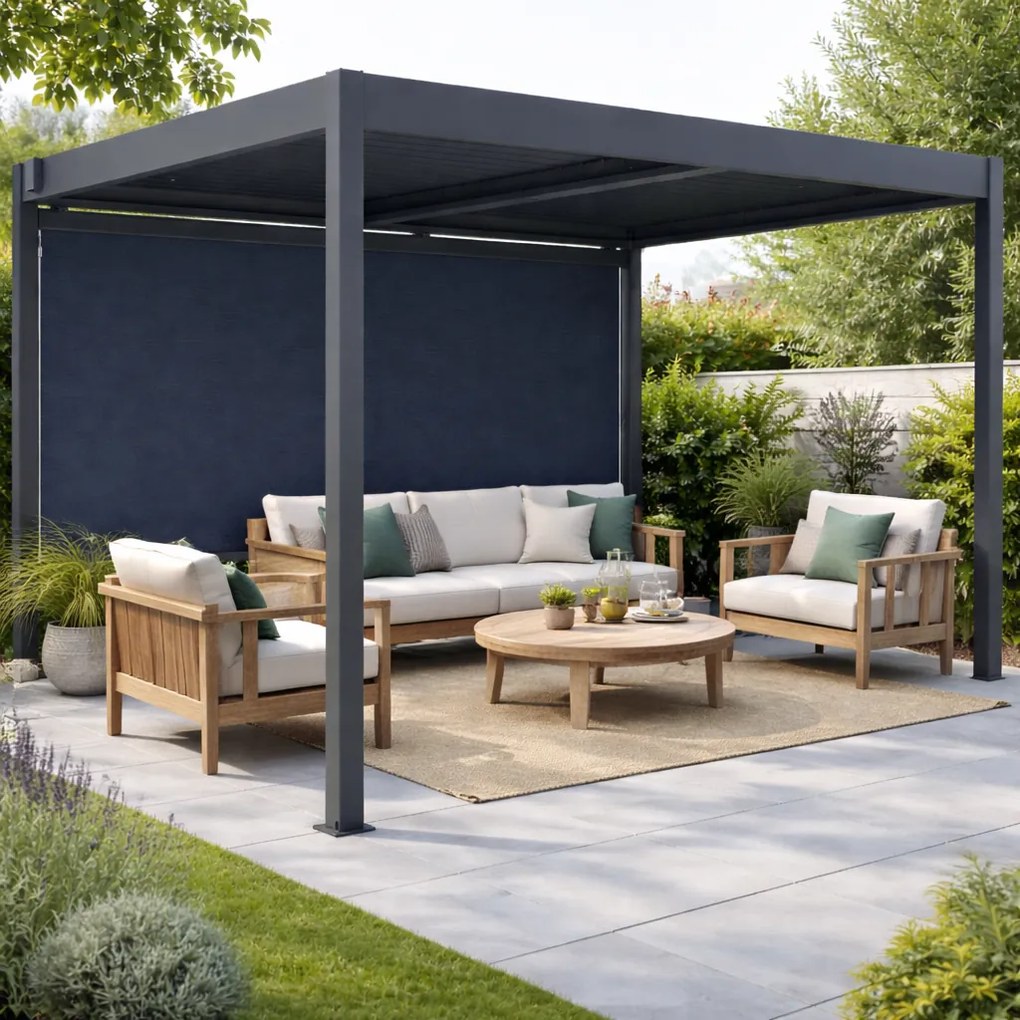Boční zástěna pro bioklimatickou pergolu BestBerg BBP-W370 / 370 × 204 cm / šedá