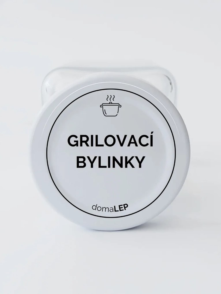 Samolepka na kořenky GRILOVACÍ BYLINKY průhledná 5 cm tučné písmo