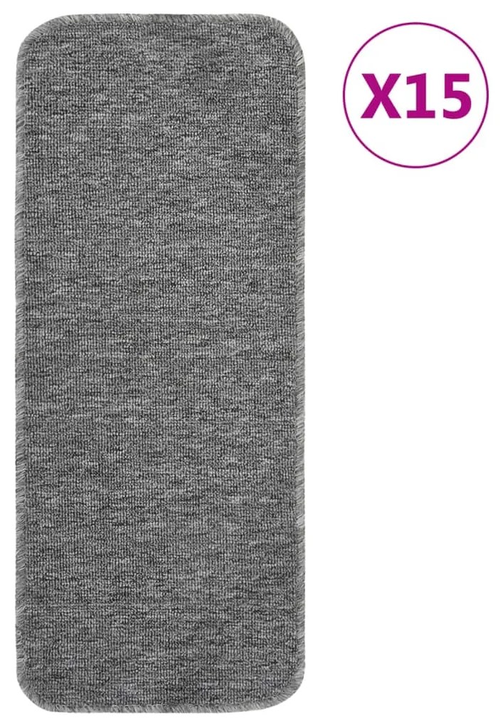 Protiskluzové nášlapy na schody 15 ks 60x25 cm šedé obdélníkové 340396