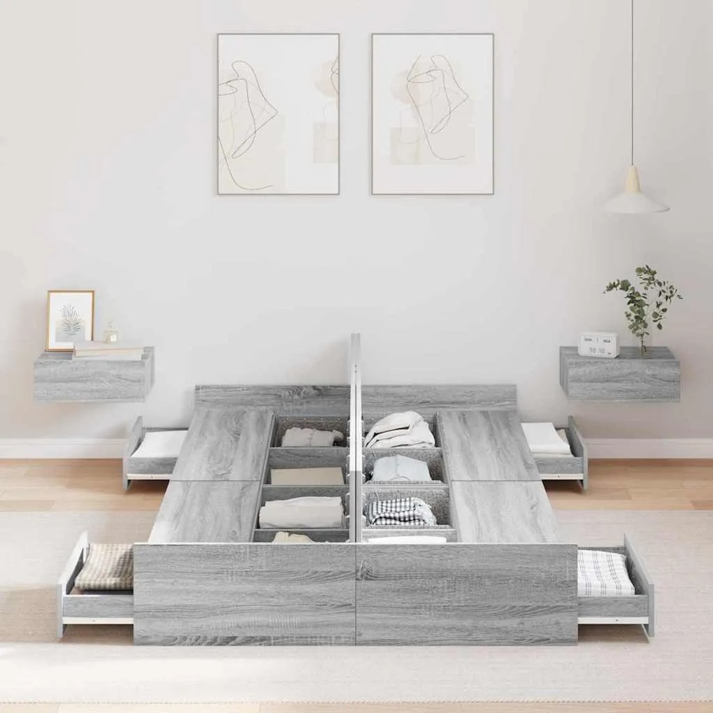 Rám postele s úložným prostorem s čelo Šedá Sonoma 120 x 190 cm 3335330