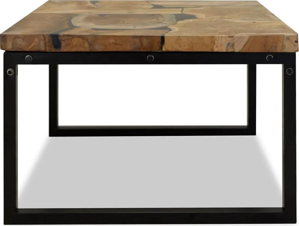 vidaXL Konferenční stolek, teak a pryskyřice, 60x60x40 cm [244552] Barva: Černá