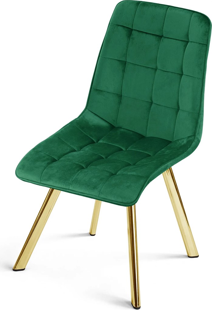 Jídelní židle CIEZA VELVET se zlatými nohami, zelená
